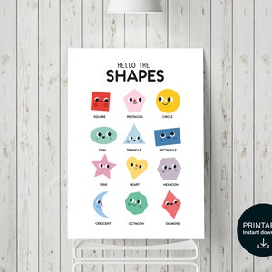 Printable Shapes Poster, Shapes Print, Educational Shapes, Print ...