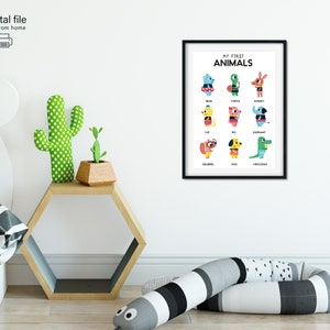 Printable Animal Name Prints, Educational Animal Names Poster, Animal ...