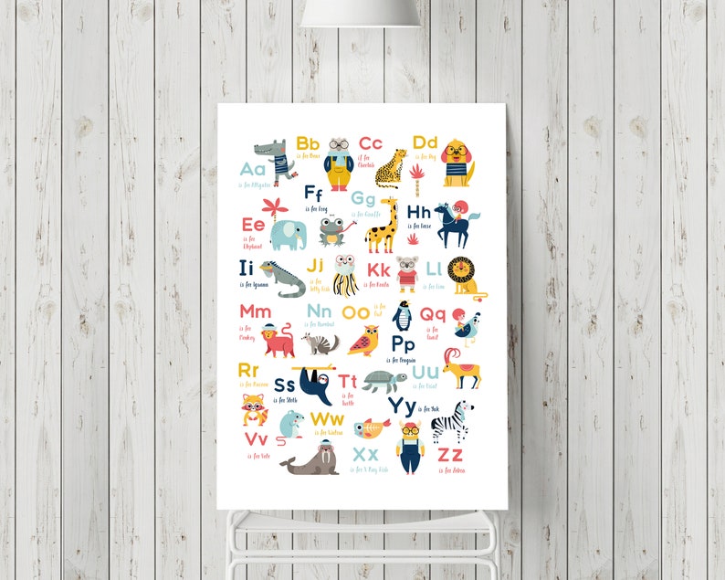 Printable Animal Alphabet Print Set of 2 Uppercase and - Etsy