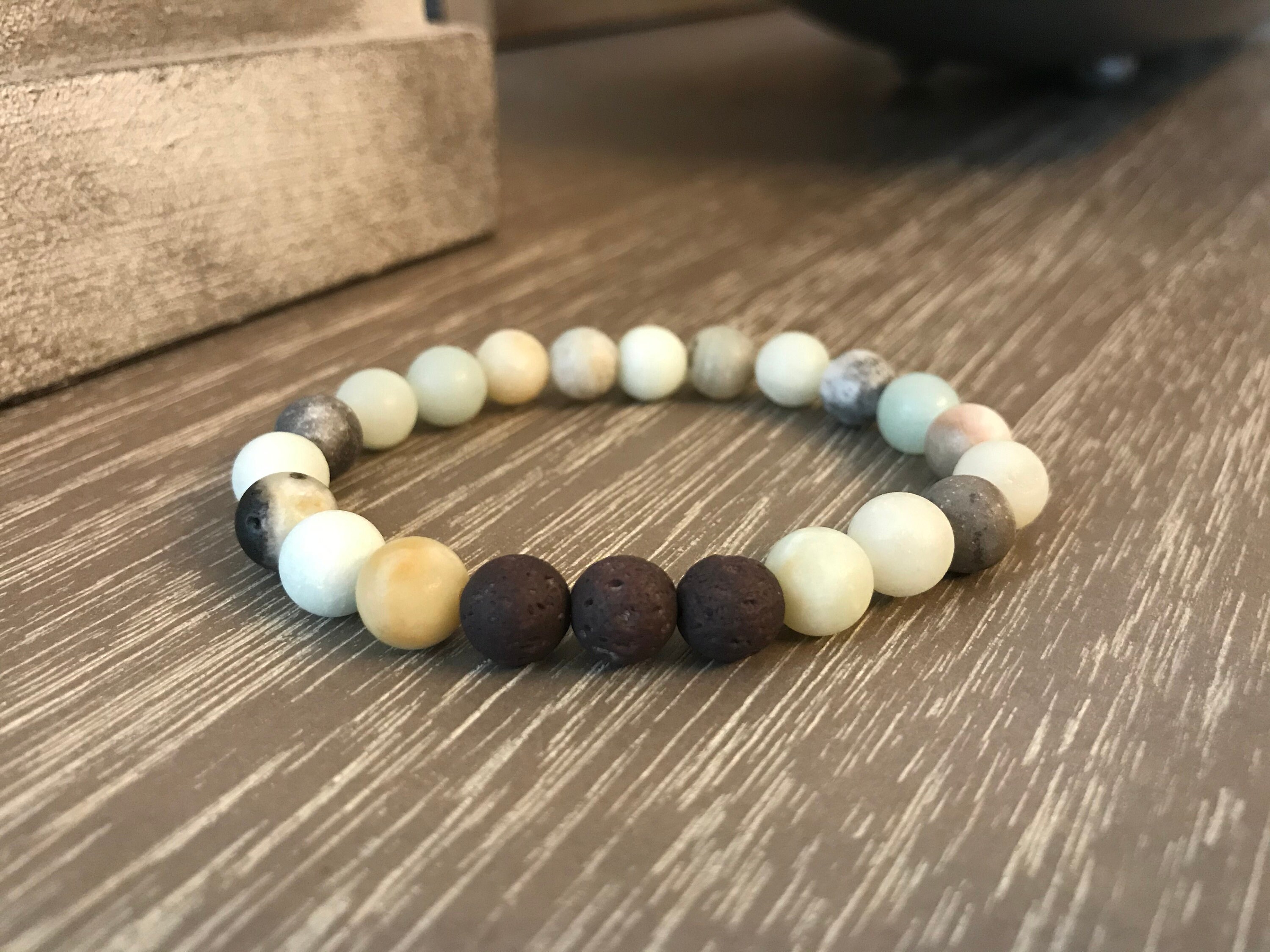 Healing Beads Amazonite Beads Paired With Brown Lava Beads. - Etsy UK