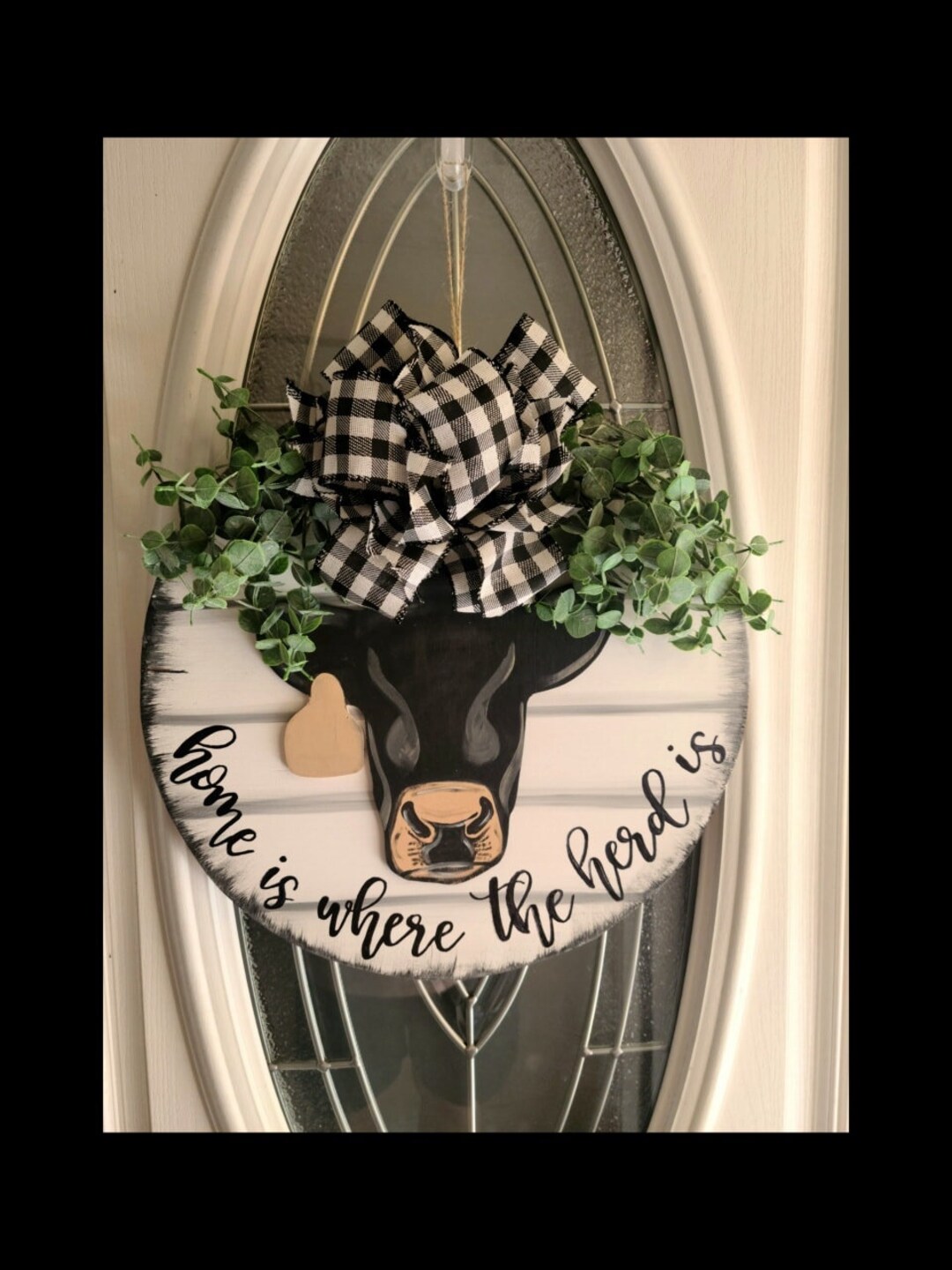 Cow Door Hanger, Farmhouse Cow Door Hanger, Cow Decor, Personalized Cow ...