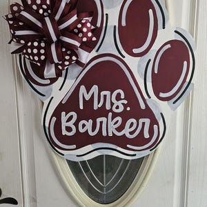 Custom Paw Print Door Hanger: Teacher Classroom Decor - Etsy