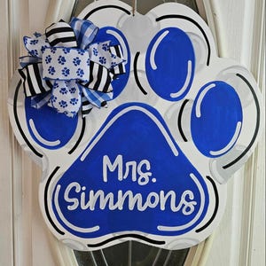 Custom Paw Print Door Hanger: Teacher Classroom Decor - Etsy