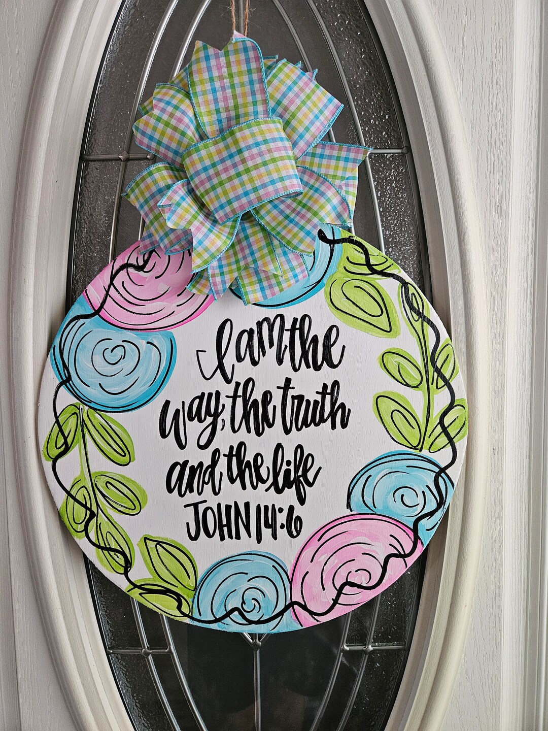 Christian Door Hanger, Floral Door Hanger - Etsy