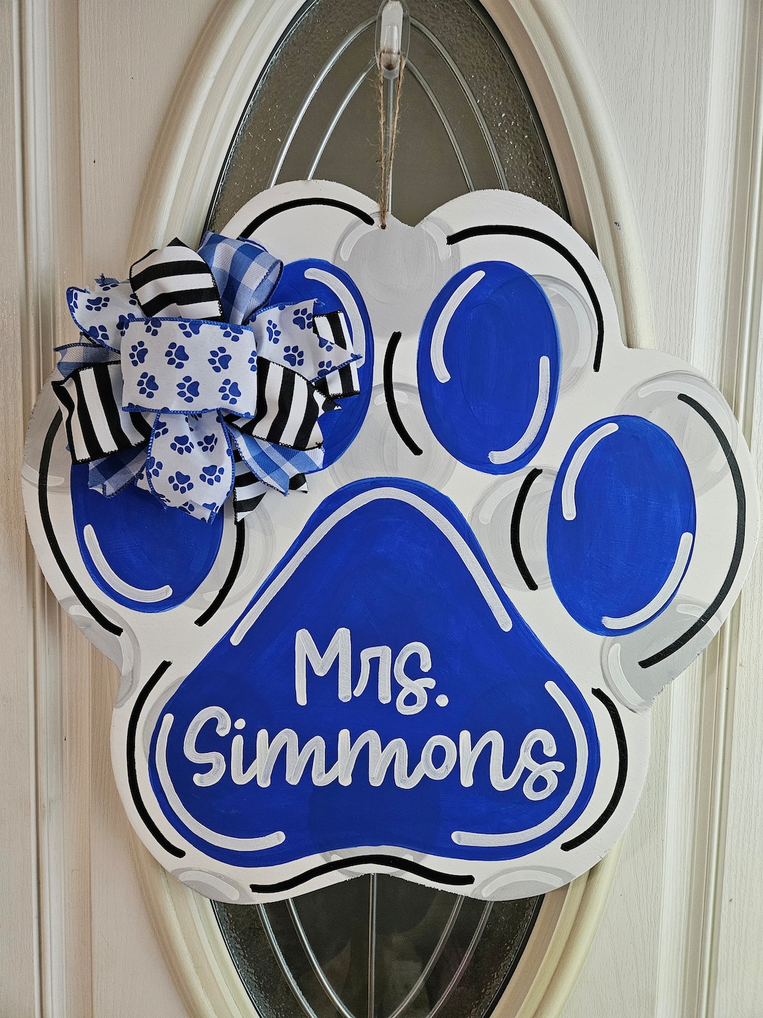 Custom Paw Print Door Hanger: Teacher Classroom Decor - Etsy