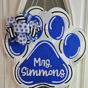 Custom Pawprint Door Hanger, Teacher Door Hanger, Classroom Door Hanger ...