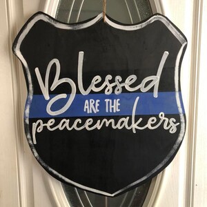 Thin Blue Line Badge Door Hanger, Law Enforcement Door Hanger ...