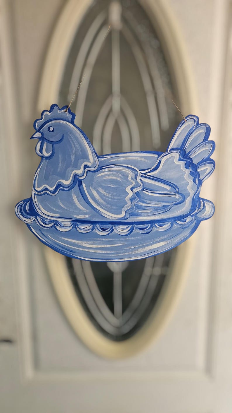 Blue Hen on Nest Door Hanger - Etsy