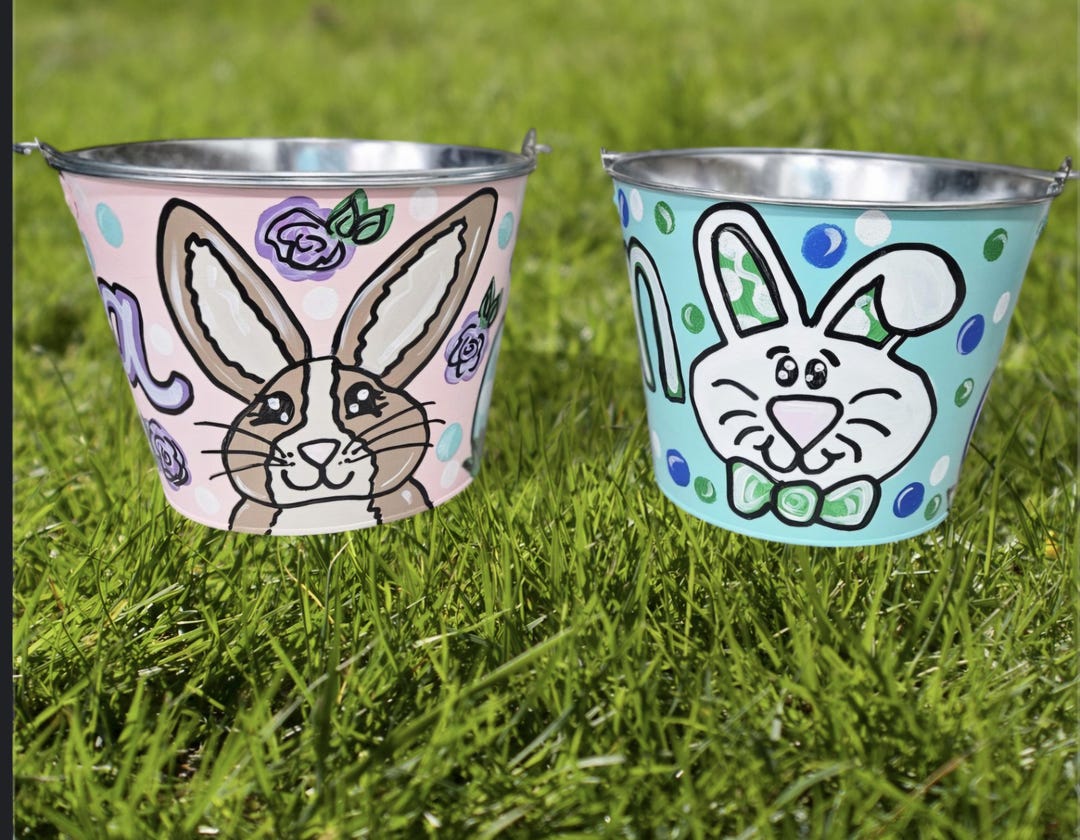 Hand Painted Easter Bucket: Custom Galvanized Metal Keepsake - Etsy