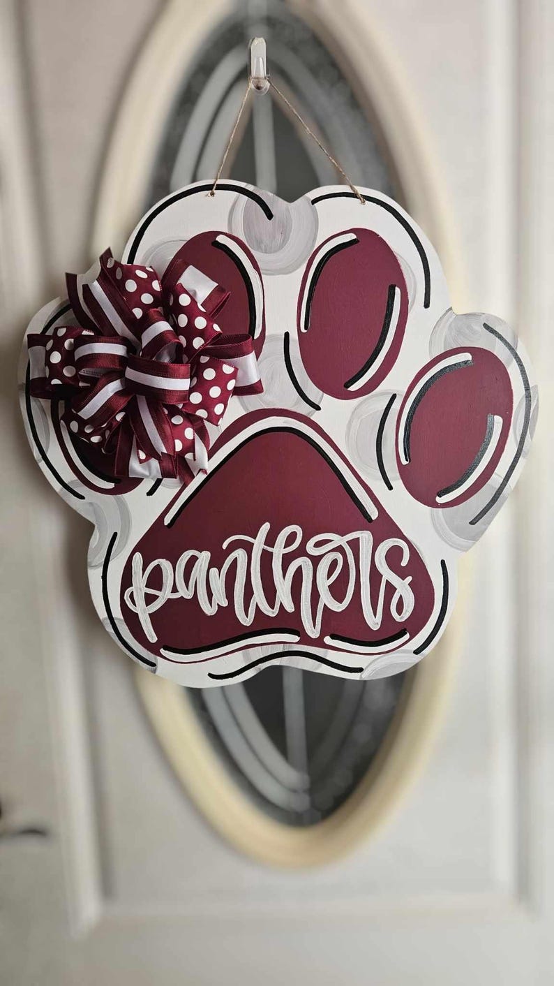 Custom Paw Print Door Hanger: School Spirit Decor - Etsy
