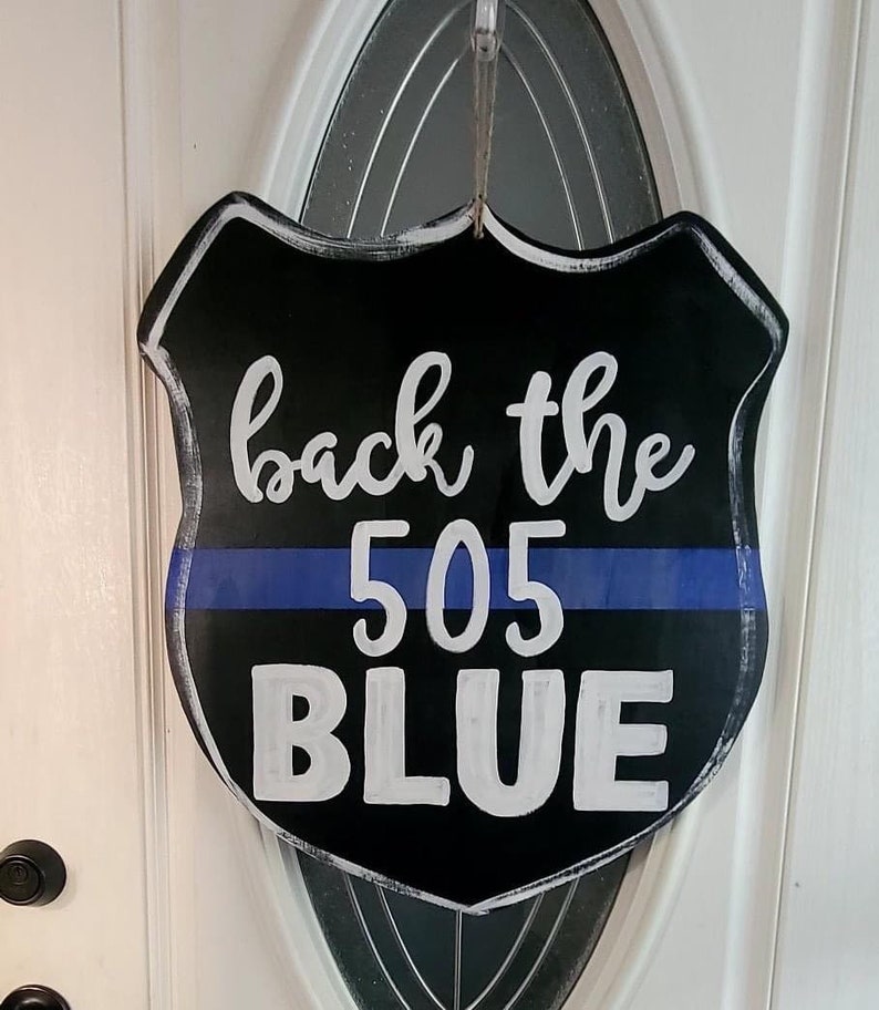 Thin Blue Line Badge Door Hanger Law Enforcement Door Hanger - Etsy