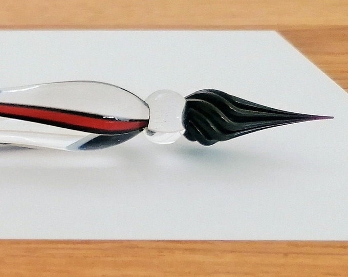 Glass Quill Spiral Red/white/black With Black Nib - Etsy