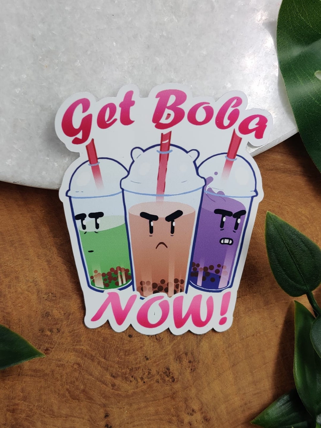 Get Boba Now Sticker Boba Themed Sticker - Etsy