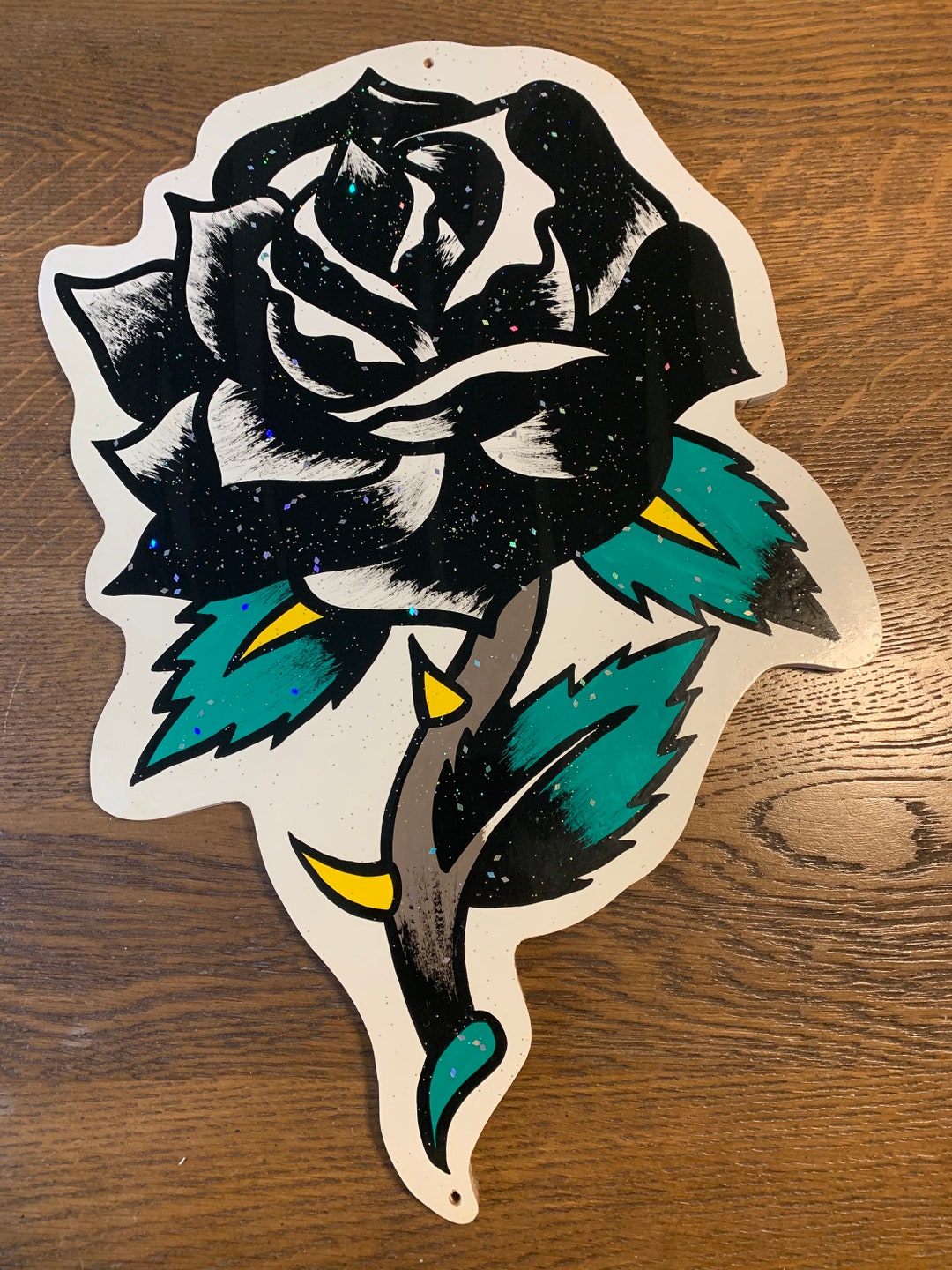 Black Rose Cut Out Painting - Etsy
