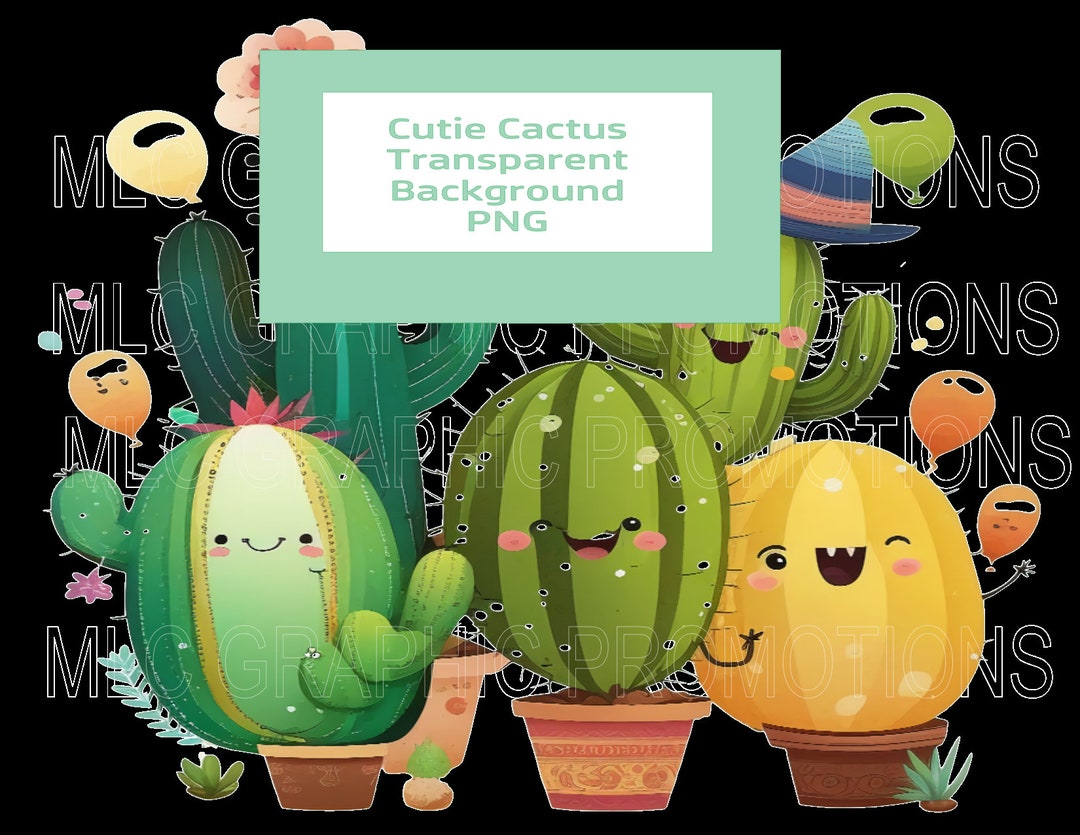 Cutie Cactus PNG/JPEG Transparent Background - Etsy
