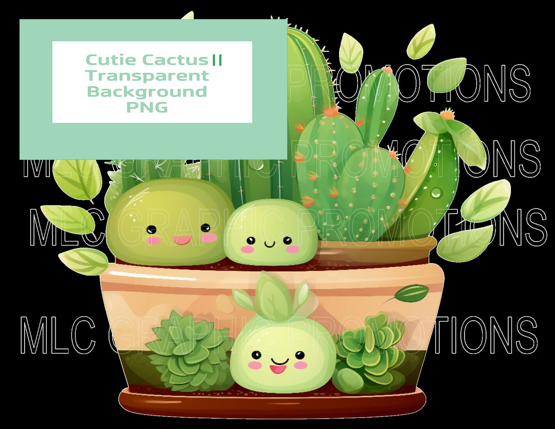 Cutie Cactus II PNG/JPEG With Transparent Background - Etsy