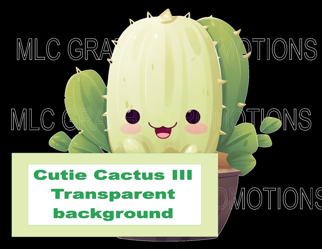 Cutie Cactus III PNG/JPEG Transparent Background - Etsy