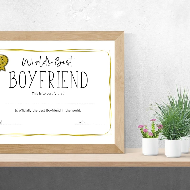 Best Boyfriend Award Certificate - Etsy