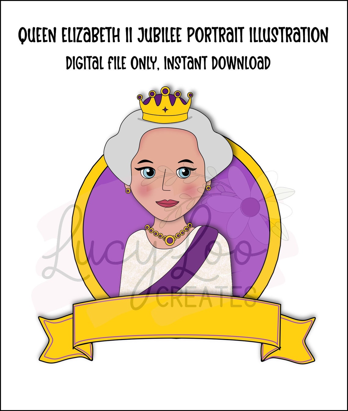 Queen Elizabeth II Cartoon Portrait Jubilee Clipart Digital | Etsy