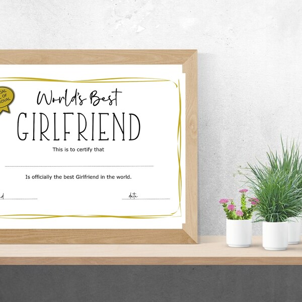 Best Girlfriend Certificate - Etsy