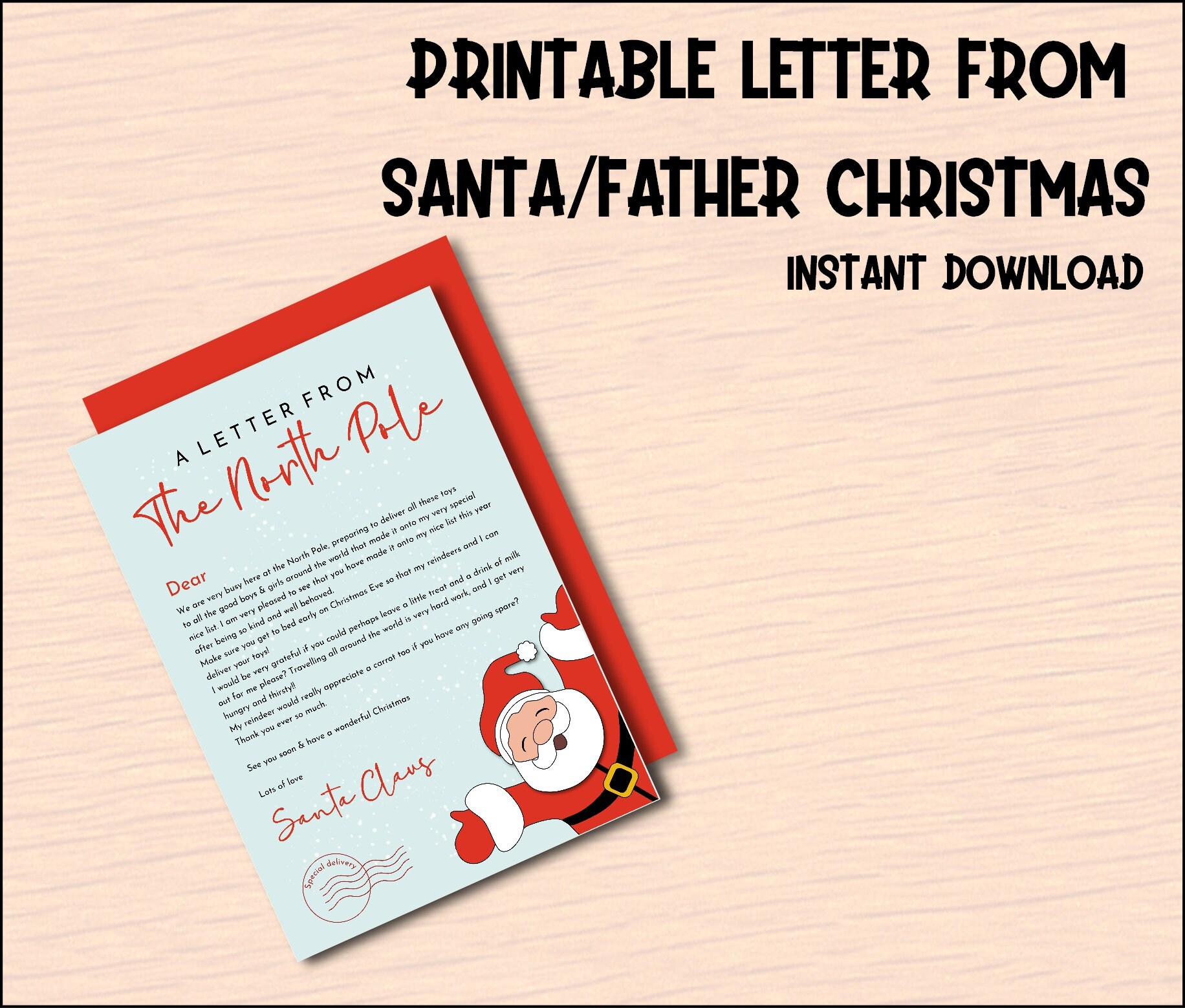 Letter From Santa, Instant Download, Printable Letter From Father ...
