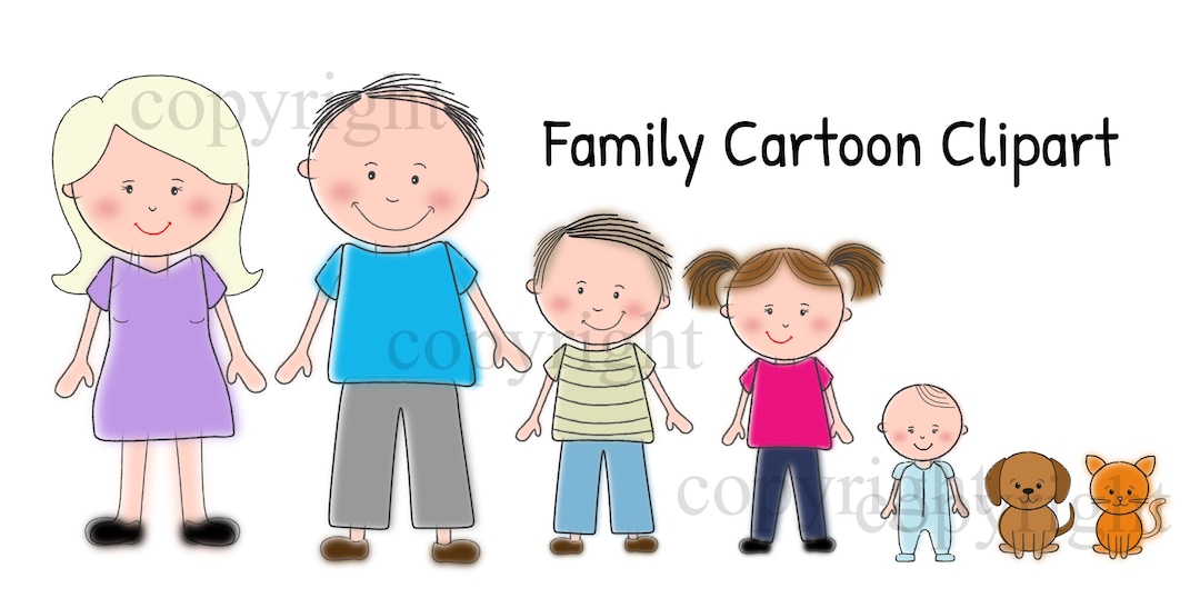 Family Clipart, Cute Family Cartoon, Digital Download for Commercial ...