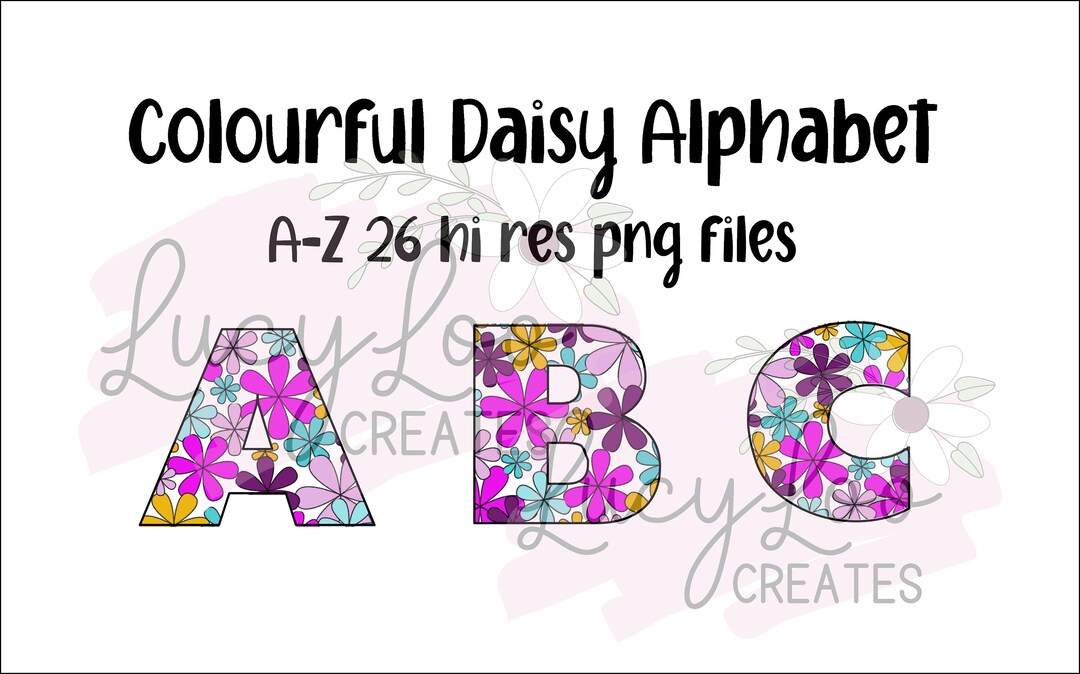 Colourful Daisy Alphabet, PNG, Sublimation, Instant Download - Etsy