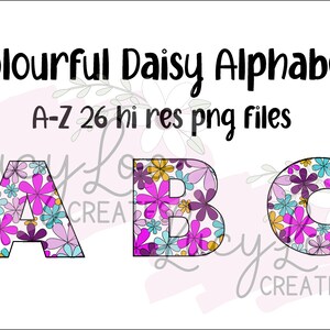 Colourful Daisy Alphabet, PNG, Sublimation, Instant Download - Etsy