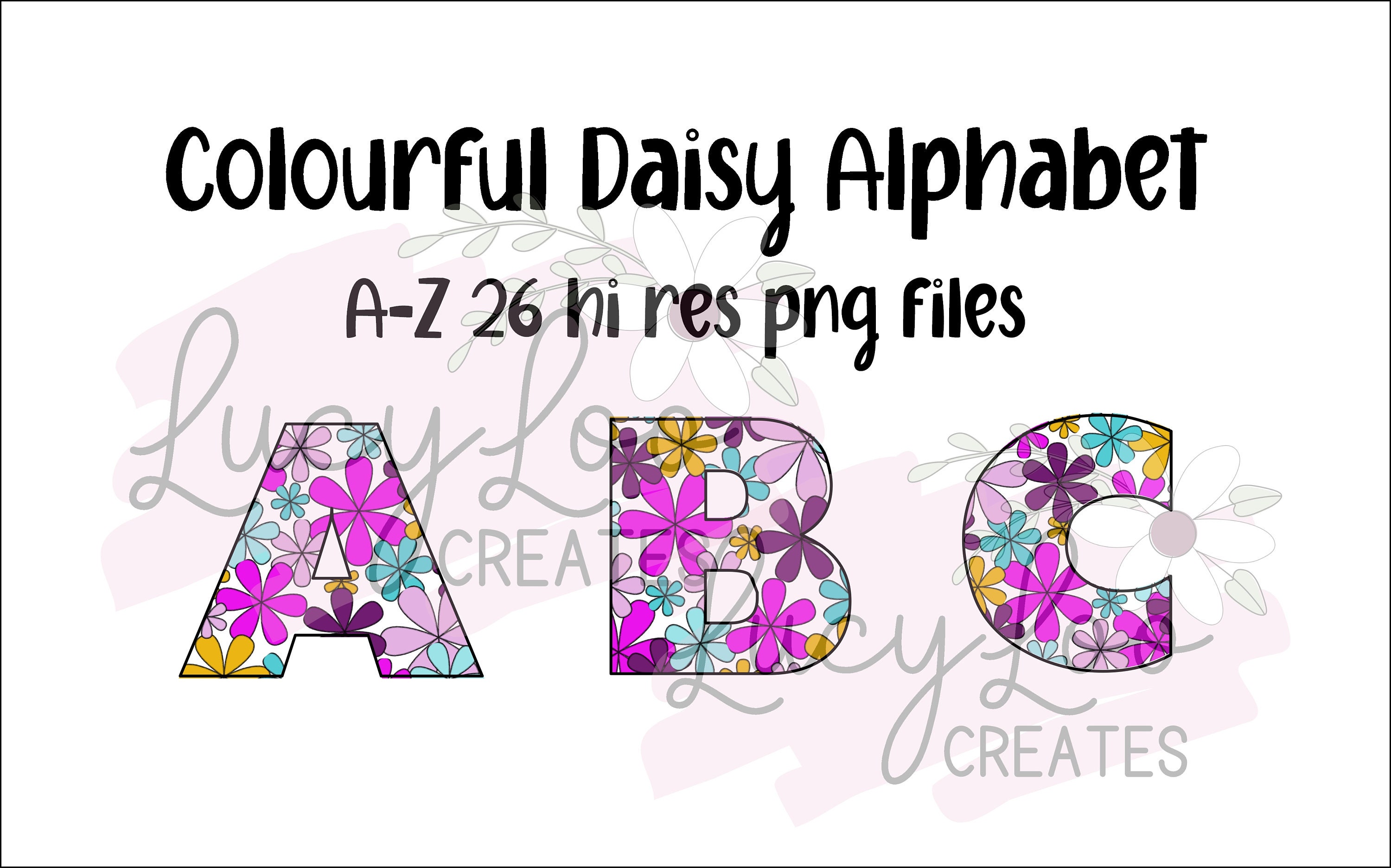 Colourful Daisy Alphabet, PNG, Sublimation, Instant Download - Etsy