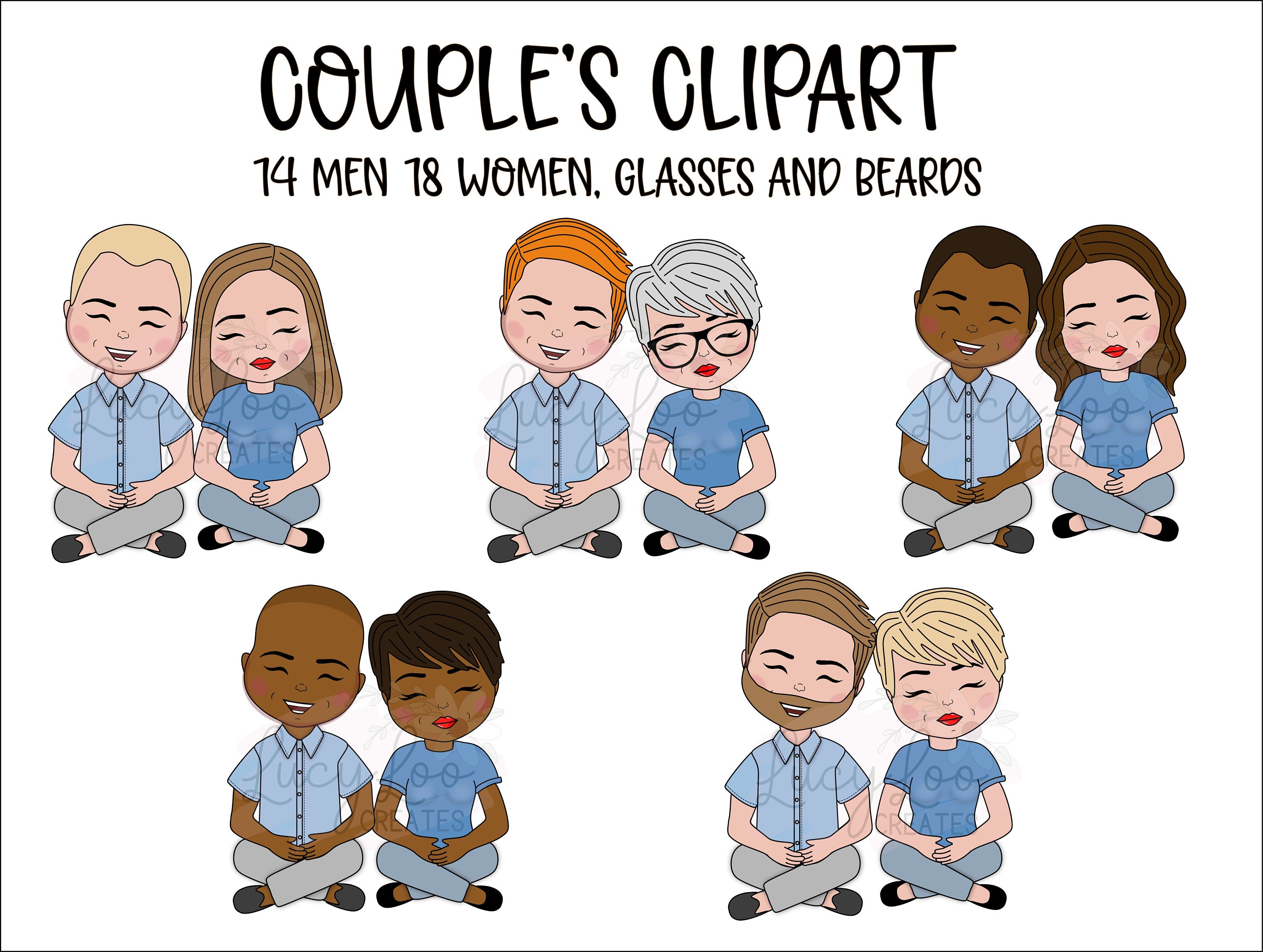 Couple's Clipart, His and Hers, Engagement, Anniversary, Sublimation ...