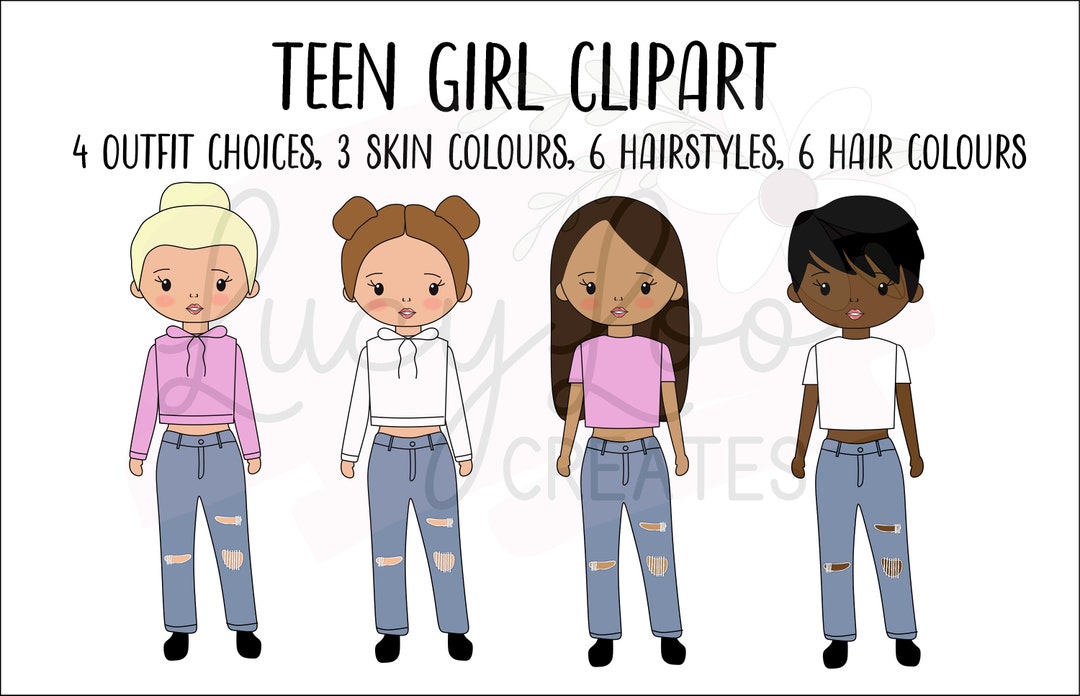 Teen Girl, Older Girl, Young Adult Clipart. Instant Download, PNG ...