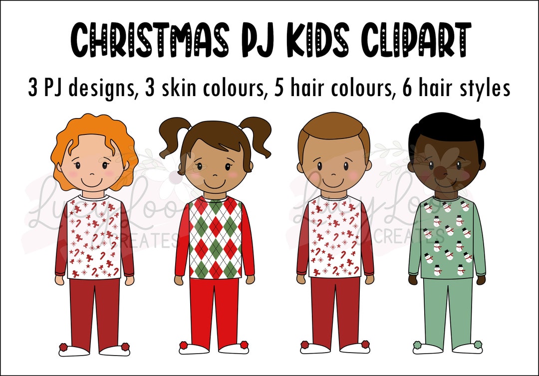 Christmas Pyjama Clipart, Pjs, Kids Clipart, Instant Download ...