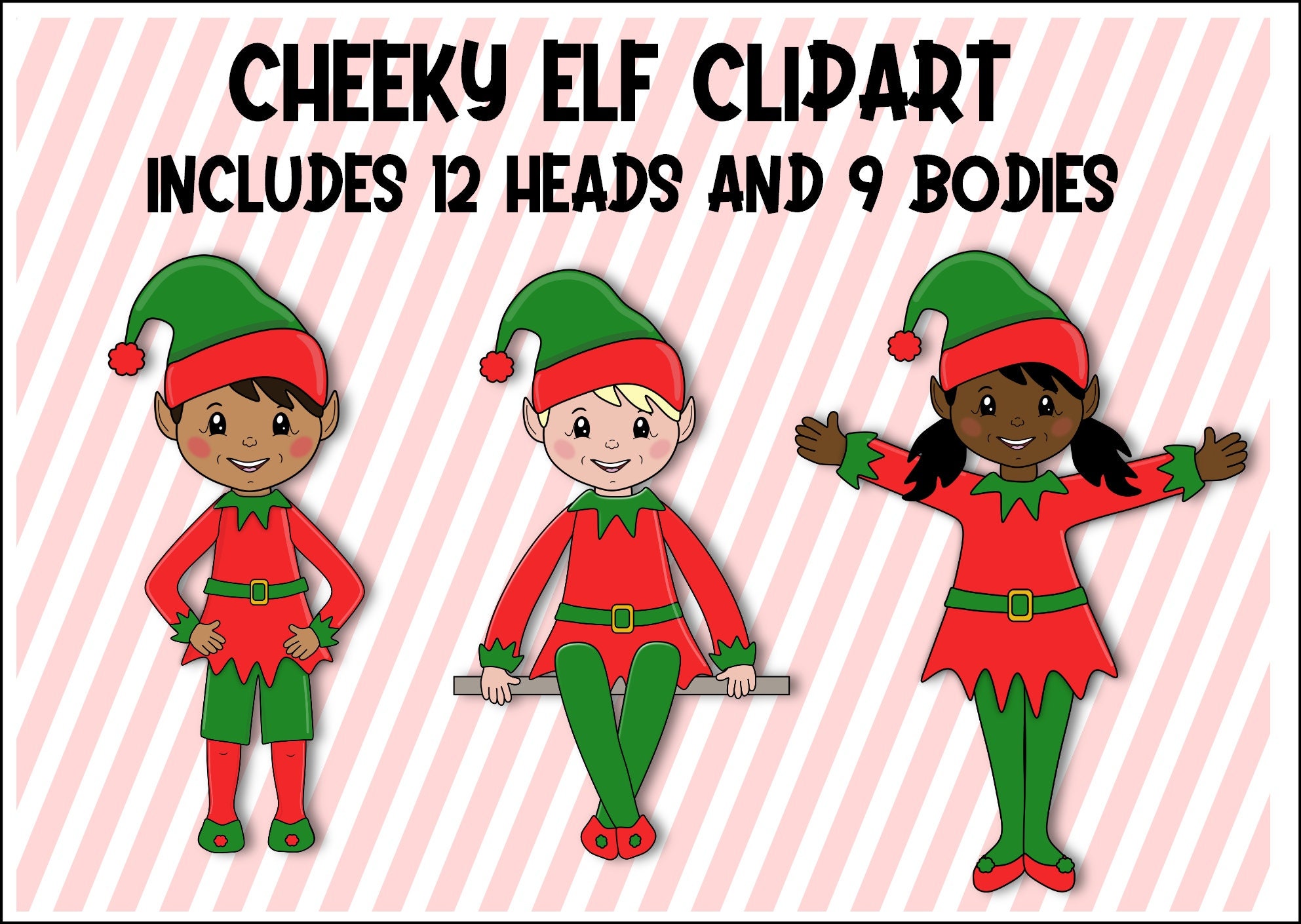 Cheeky Elf Clipart, Christmas Elf, Sublimation Printing Bundle ...