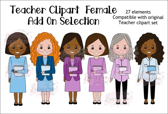 Teacher Clipart Female Add on Pack Digital File Instant - Etsy