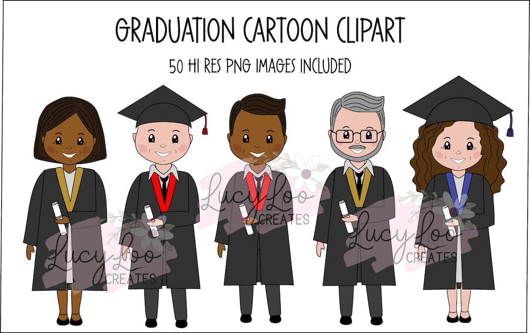 Graduation Cartoon Clipart, Instant Download, Png, Sublimation Printing ...