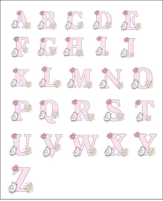 Floral Alphabet Clipart Pink Letters Clipart Initials | Etsy