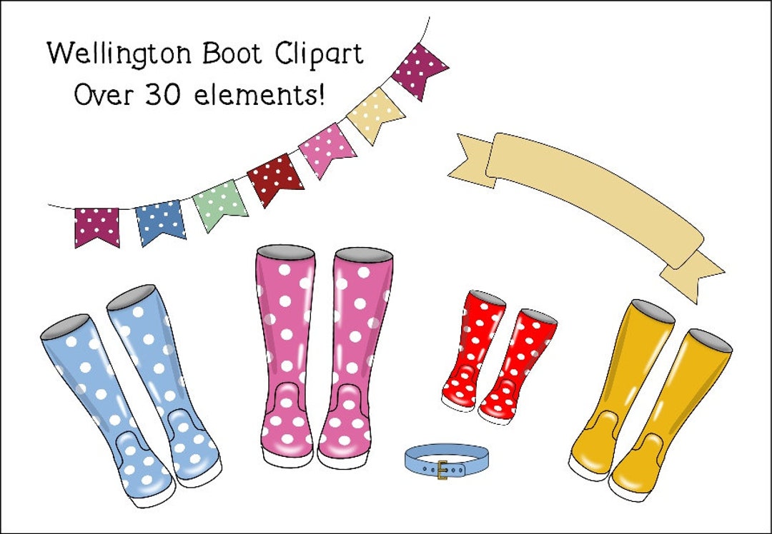 Wellington Boot Clipart, Welly Boot, Rainboot, Family Print Clipart - Etsy