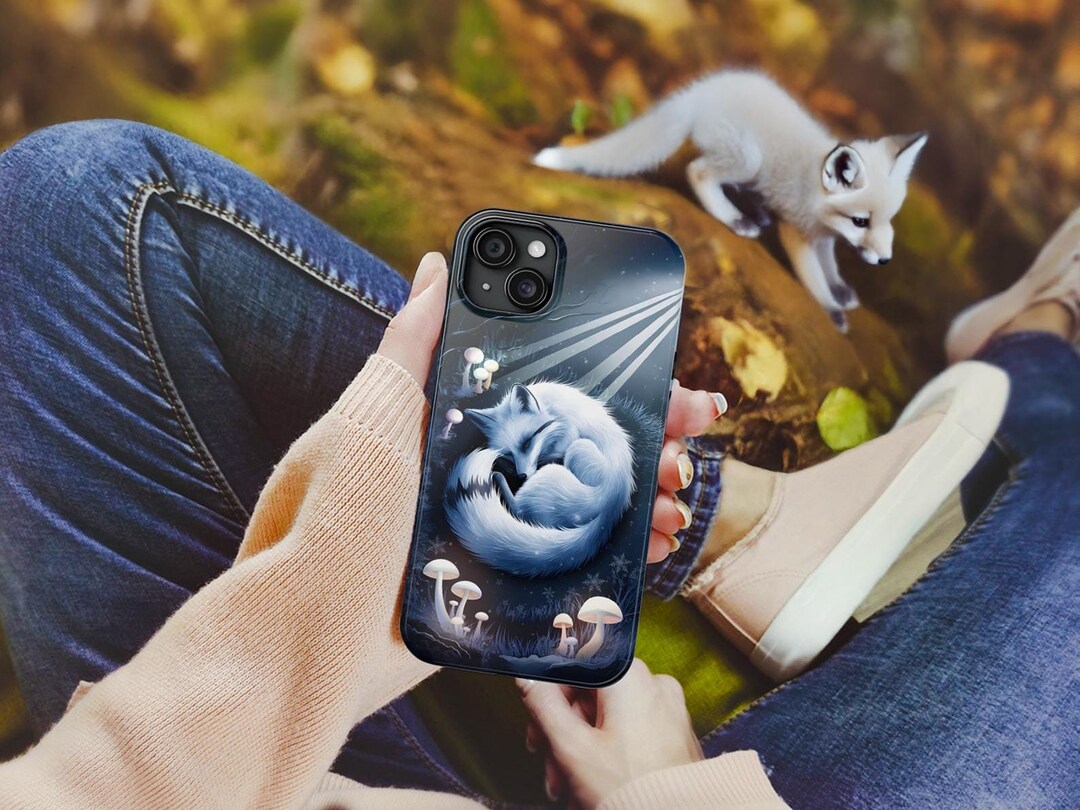 Mystical Forest White Fox Phone Case, White Fox Sleeping Phone Case ...