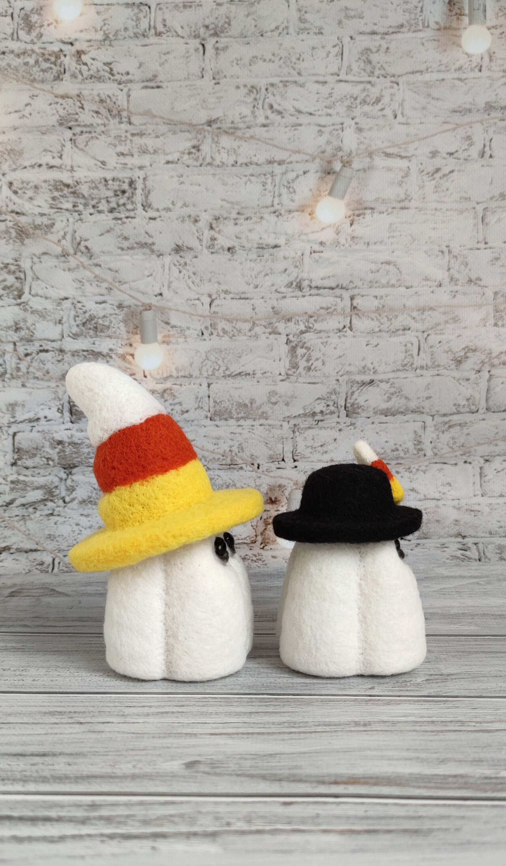 Set of Ghosts Candy Corn Style, Halloween Ghosts, Mini Wool Ghosts, Needle Felted Ghost, Ghost ...