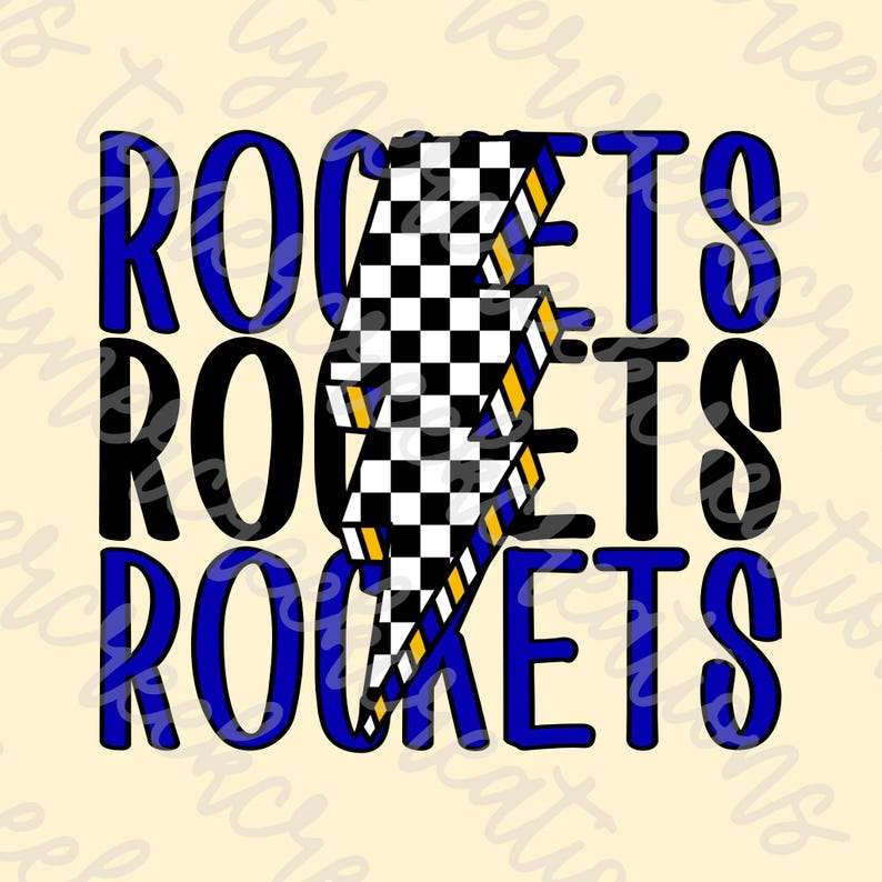 Checked Lightning Bolt Rockets Mascot PNG SVG Sublimation Dtf Design ...