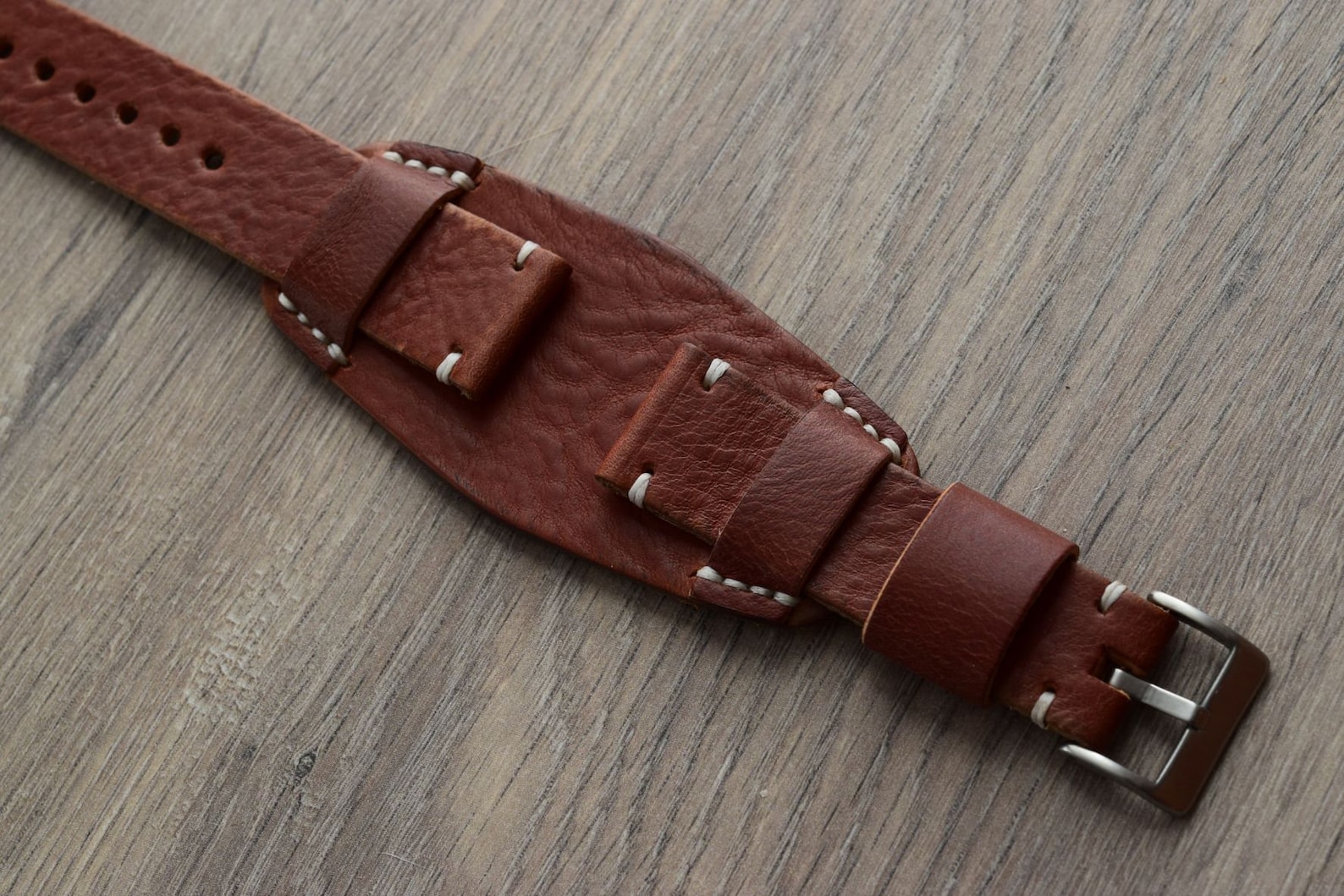 Leather Cuff Watch Strap Buffalo Bund Pad 18 20 22 24 26 Mm - Etsy