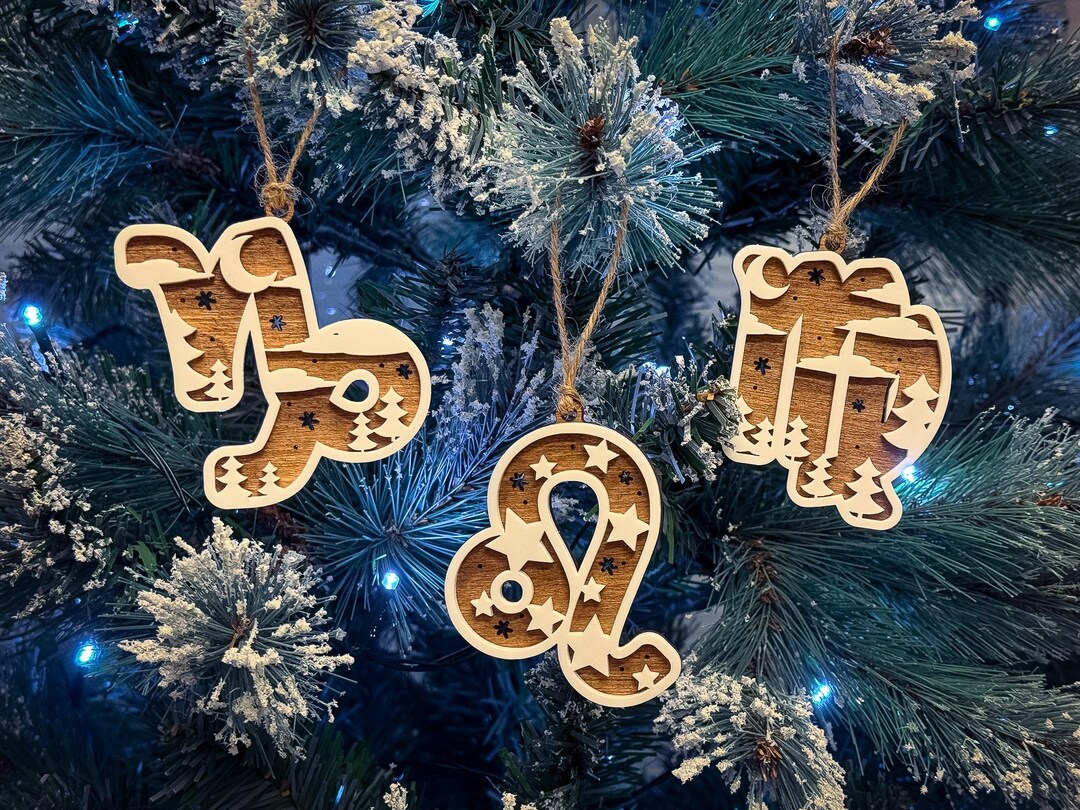 Christmas Star Sign Double Layer Symbol Ornament Personalised Astrology ...