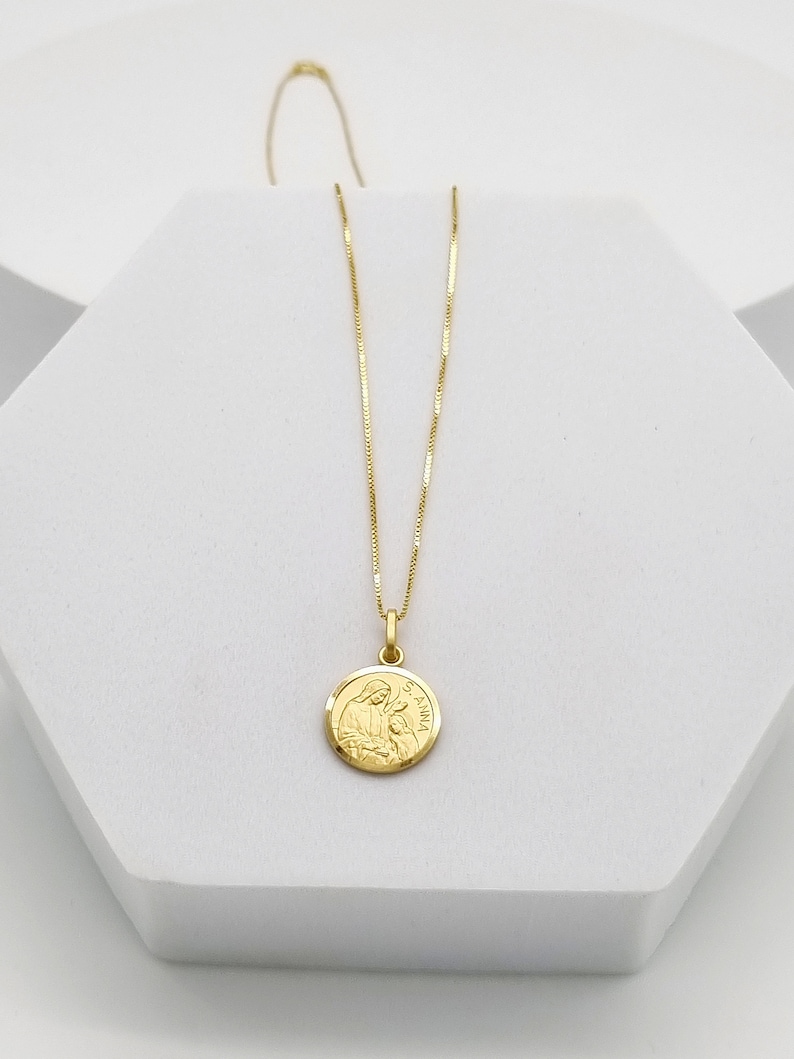 St Anne Medal, Virgin Mary's Mother Pendant, Sterling Silver, 18k Gold ...