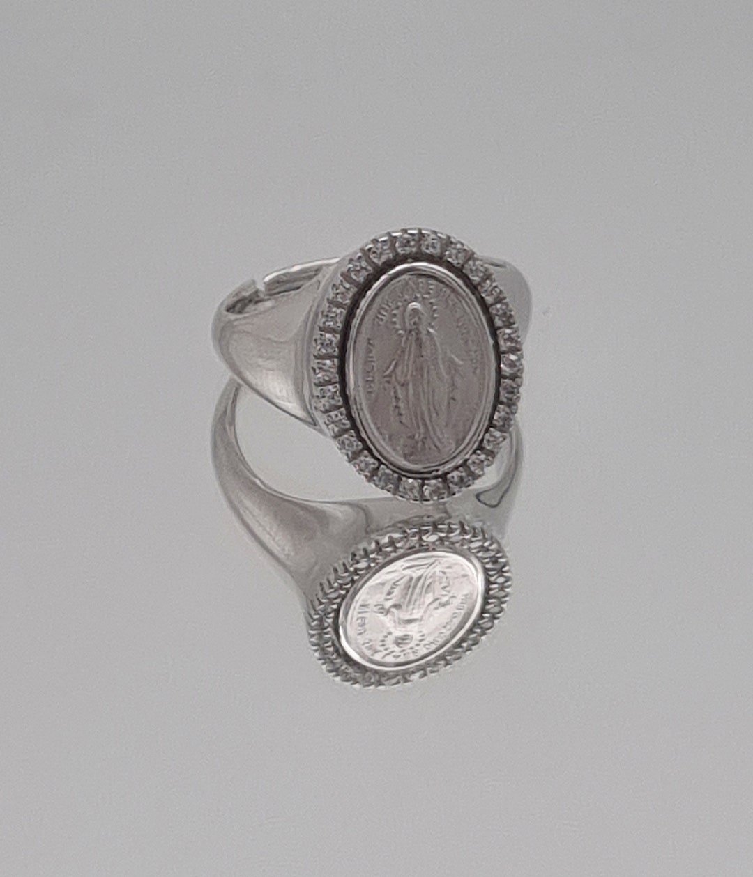 Silver Virgin Mary Signet Ring, Silver 925 Ring, Our Lady of Miracles ...