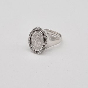 Silver Virgin Mary Signet Ring, Silver 925 Ring, Our Lady of Miracles ...