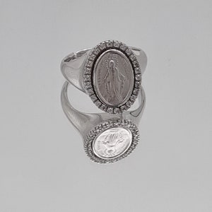 Silver Virgin Mary Signet Ring, Silver 925 Ring, Our Lady of Miracles ...
