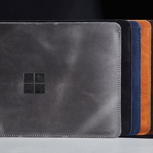 Surface Laptop Studio Case, Gray Leather Sleeve, Microsoft Surface Slim ...