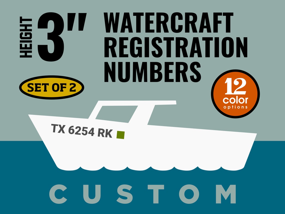 Custom Boat Registration Numbers set of 2 Vinyl Decal - Etsy