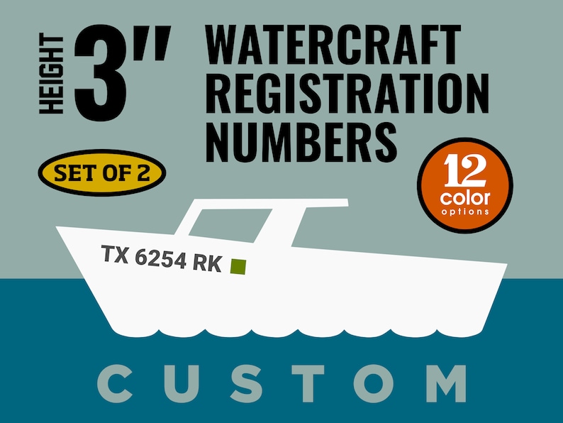 Custom Boat Registration Numbers (set of 2) - Vinyl Decal - Jet Ski - Etsy