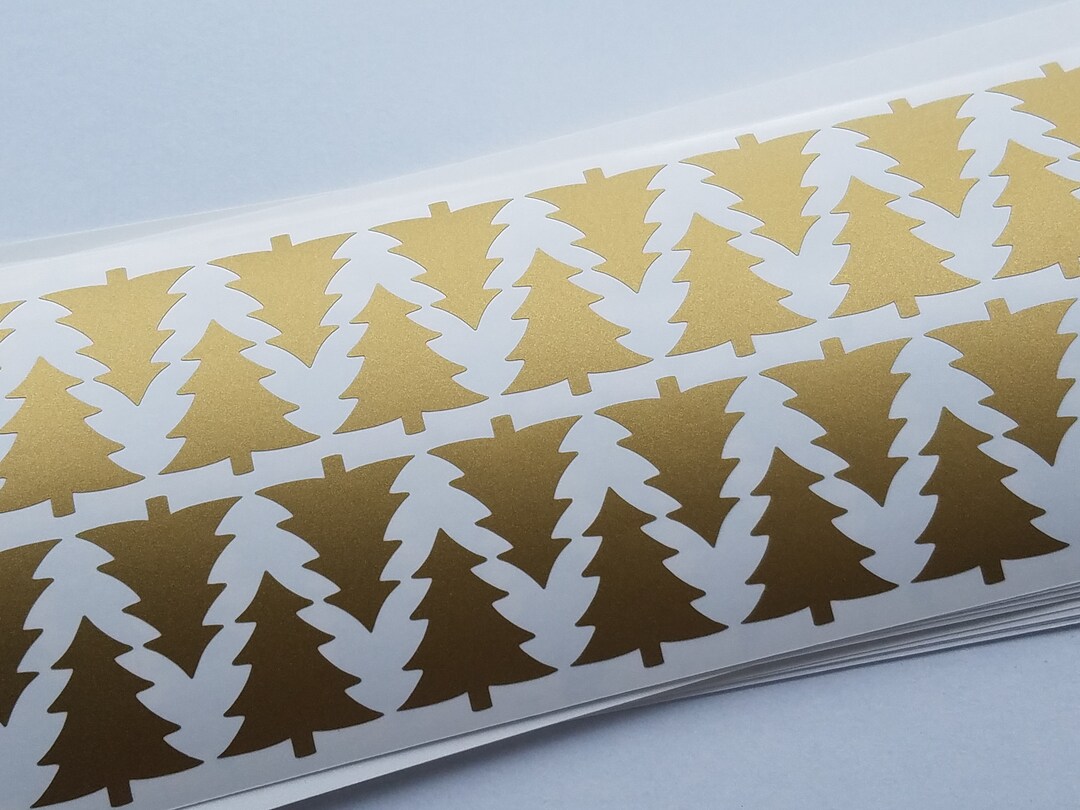 3/4" to 3" Christmas Tree Vinyl Stickers - Envelope Seals - Holiday ...